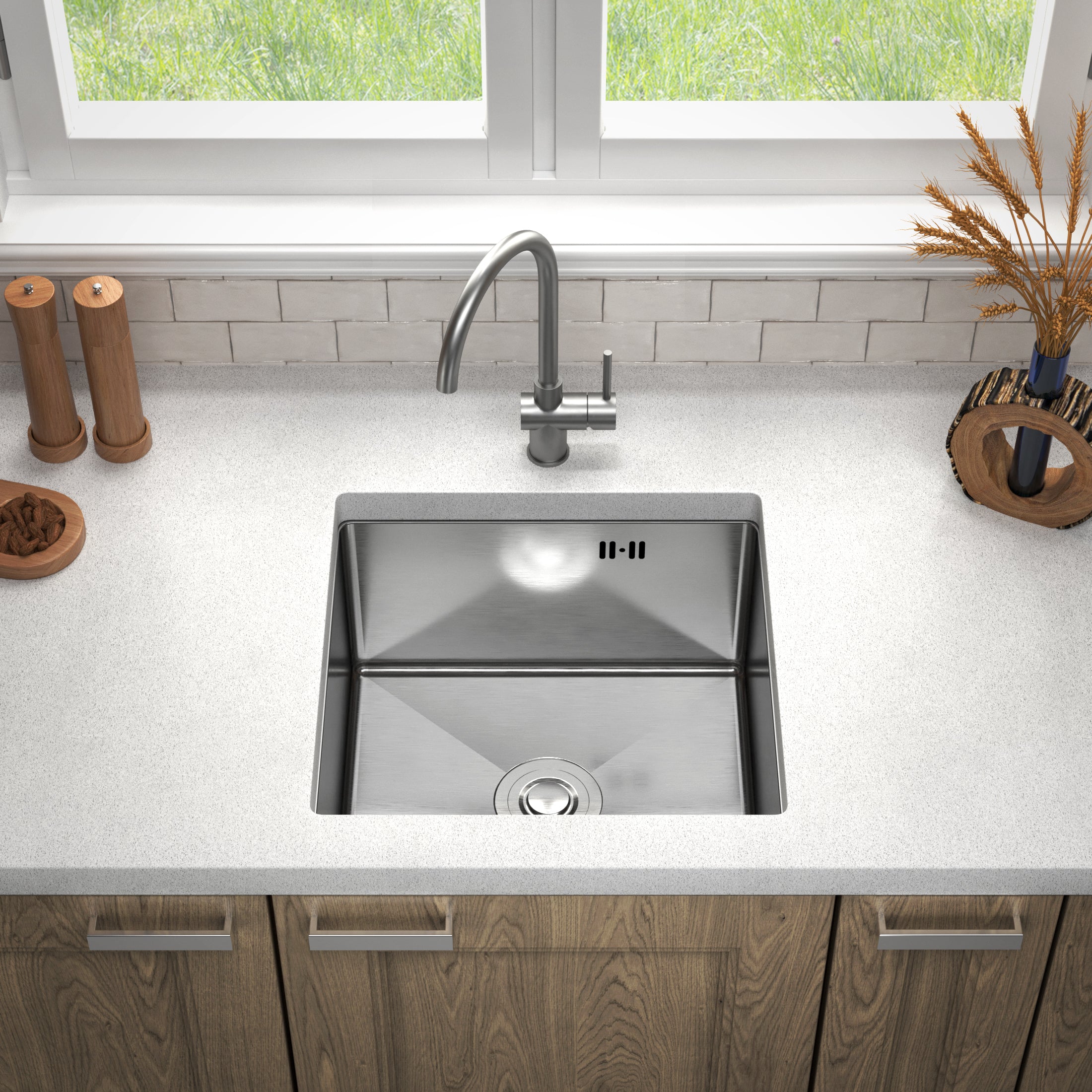 Edelstahl Küchenspüle 44×44 – Breite Arbeitsfläche, Robust Hygienisch ...