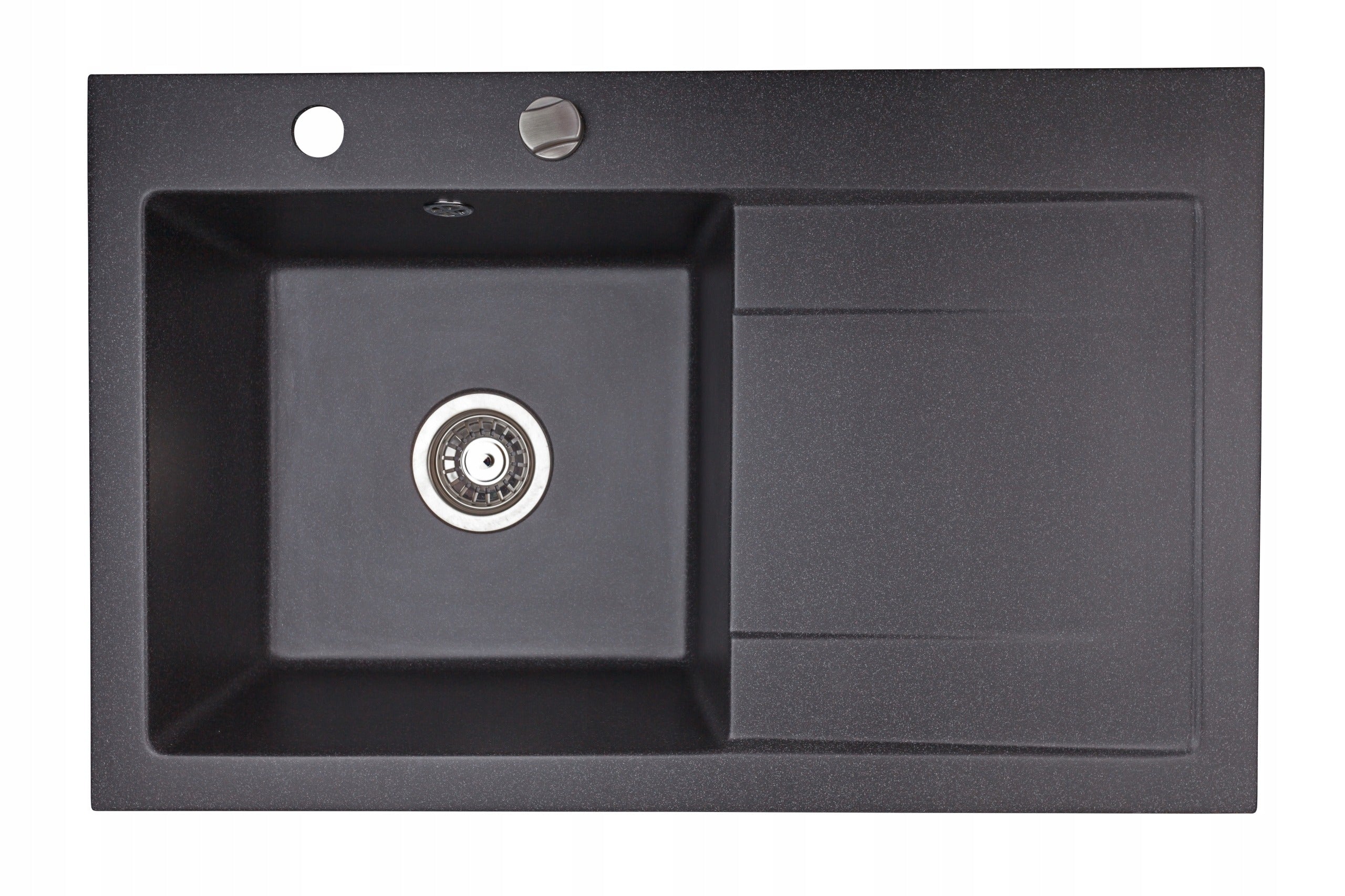 Single-Bowl Granite Kitchen Sink with Drainboard 80x50 cm – Top-Mount ...
